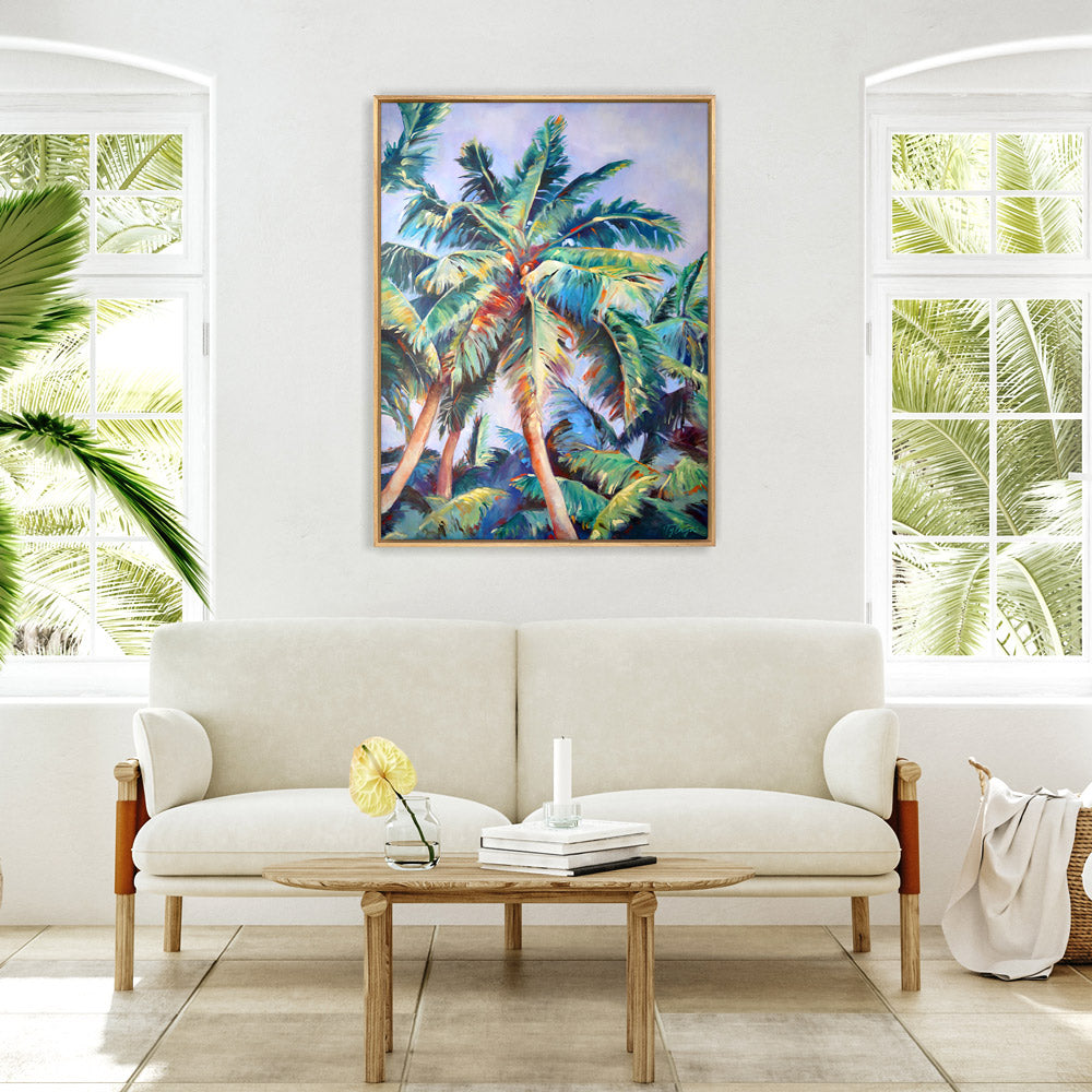 Tableau Tropical Majestueux Palmier Coloré Pour Déco Murale Nature